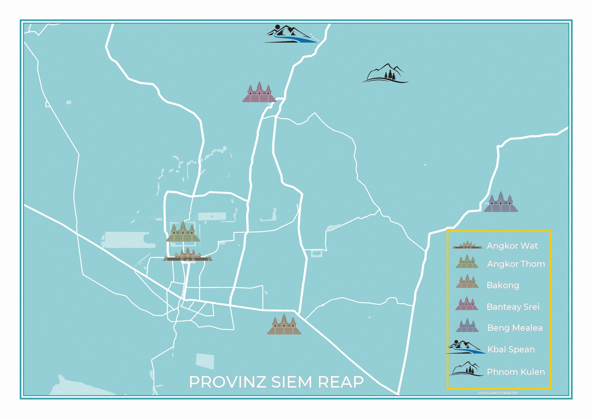 Maps of Angkor, Siem Reap and Cambodia - Siem Reap